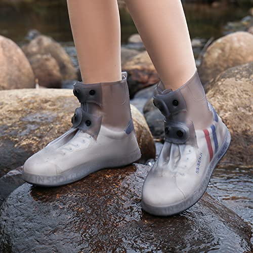 DARAEKJ Waterproof Shoe Covers, Reusable Rain Shoe Covers Waterproof,Non Slip Durable Silicone Shoe Covers Waterproof for Men and Women (XXL (Women 7.5-9, Men 7-8.5), Grey)