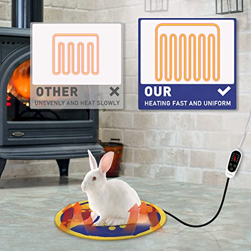PUPPY LOVE Pet Heating Pad, Waterproof Dog Heating Pad Mat for Cat with 5 Level Timer and Temperature, Pet Heated Warming Pad with Durable Anti-Bite Tube Indoor for Dog Cat (12" Round)