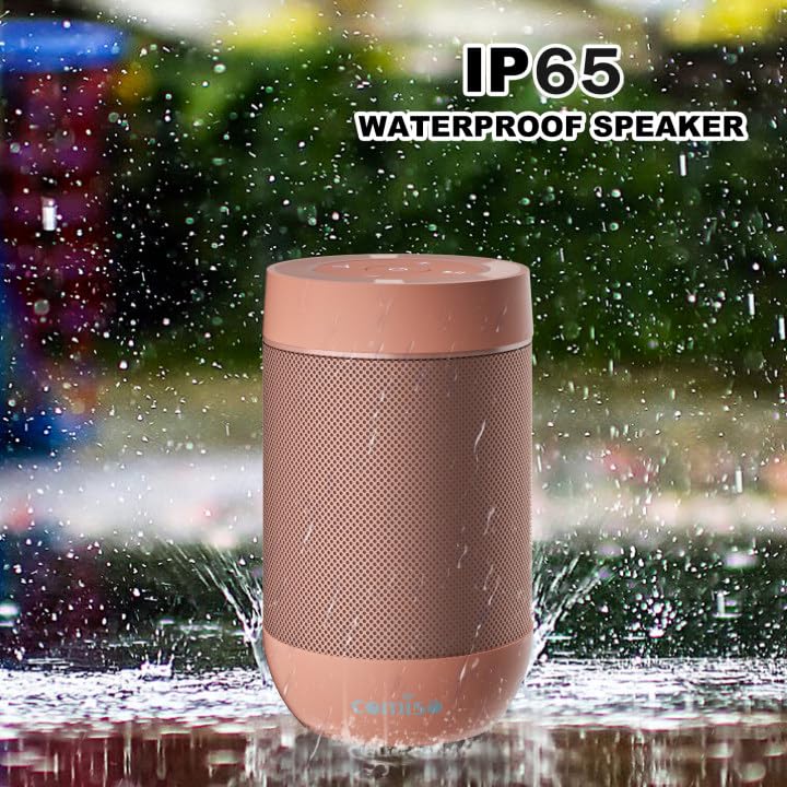 comiso X26M Portable Bluetooth Speaker,Waterproof Speaker IP65,5.3 Bluetooth,360 HD Sound,TWS Stereo Pairing,Built in Mic, Support TF/SD Card-Pink