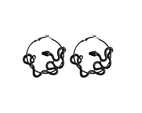 Black Gothic Jewelry Medusa Serpent Hoop Earrings Snake Circle Earrings Women