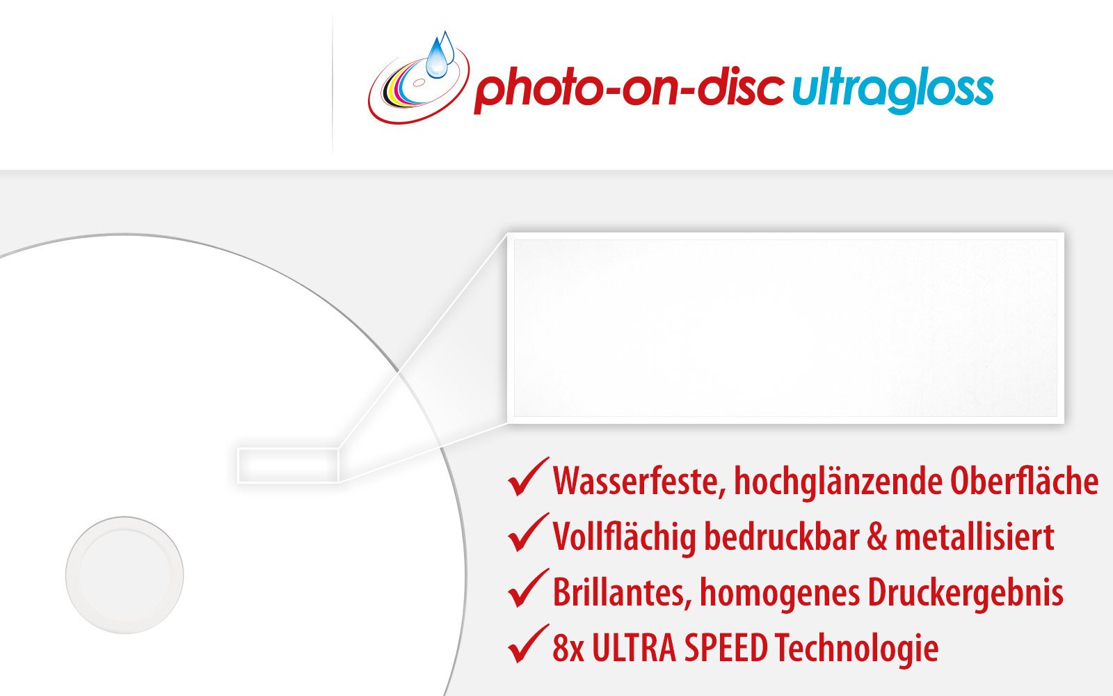 Primeon BD-R DL 50GB/2-8x Cakebox (10 Disc), Photo-on-disc ultragloss Surface, Water Resistant Inkjet Fullsize Printable