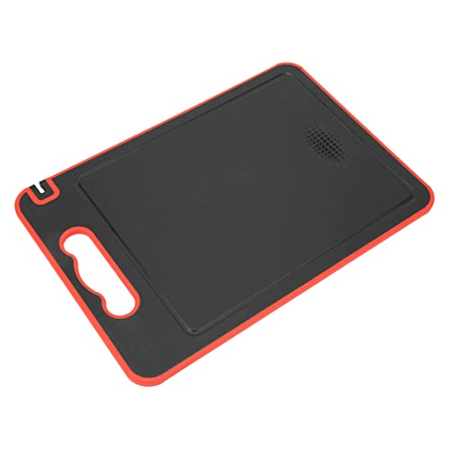 Jopwkuin Meat Defrosting Tray, Double Sided High Temperature Resistant 3 in 1 Rapid Defrosting Tray Anti Slip with Knife Sharpener for Restaurant(Black Red)
