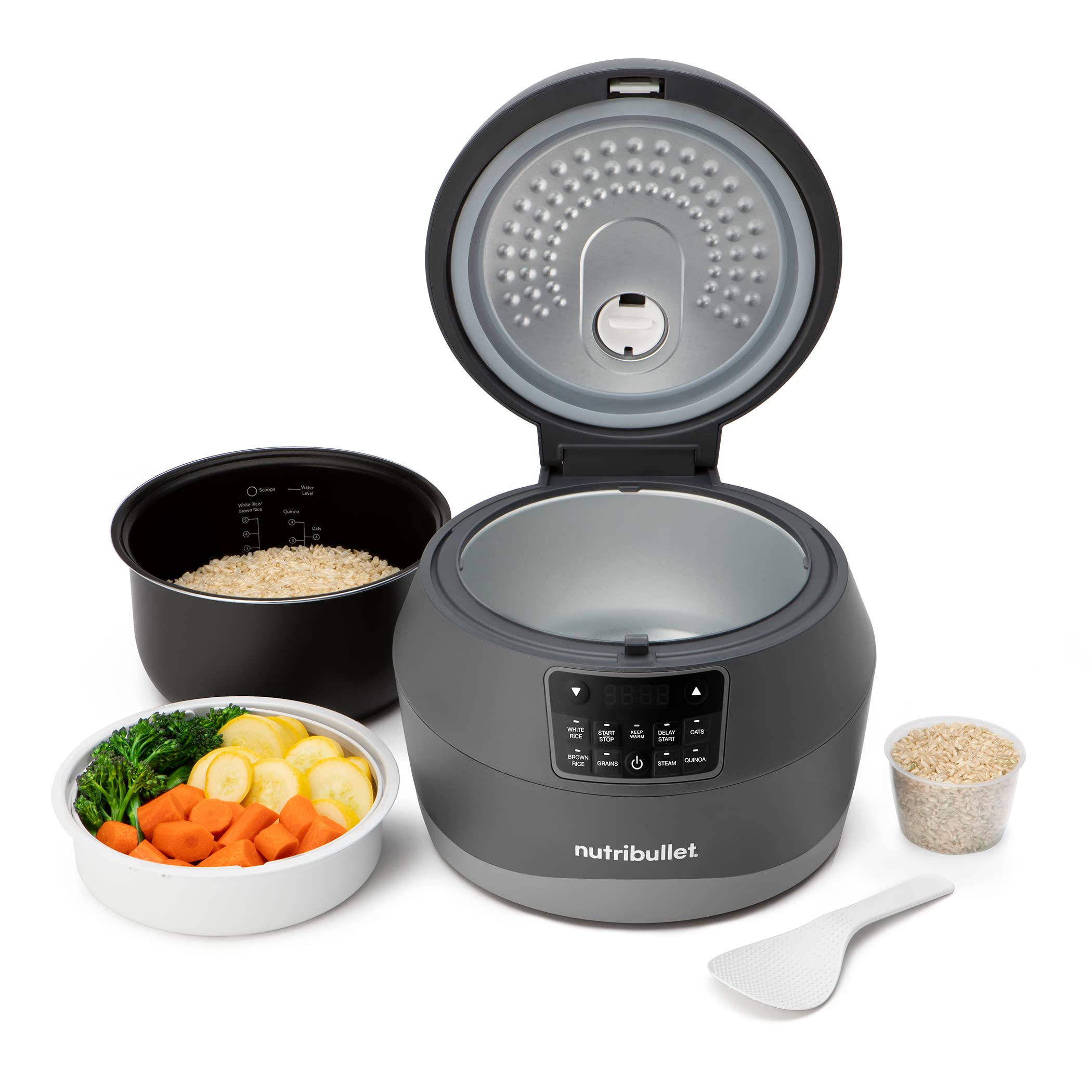 nutribullet EveryGrain Cooker & Personal Blender for Shakes, Smoothies, Food Prep, and Frozen Blending, 24 Ounces, 600 Watt, Gray, (NBR-0601)