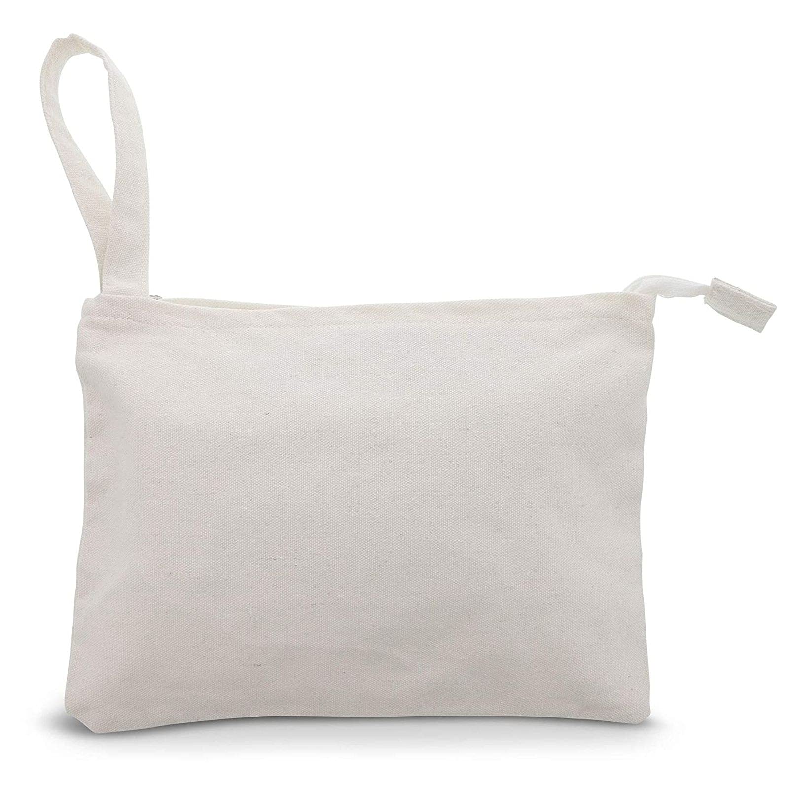 Bright Creations DIY White Cotton Cosmetic Makeup Zipper Pouch (8 x 11 in, 5 Pack)