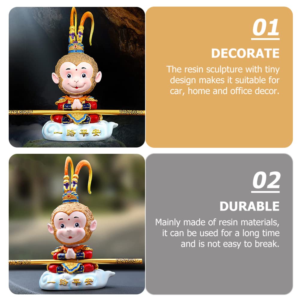 Car Shaking Head Doll Toy: Monkey Figurine Sun Wukong Statue Chinese Mythology Figure Collection for Home Office Table Dashboard Decoration