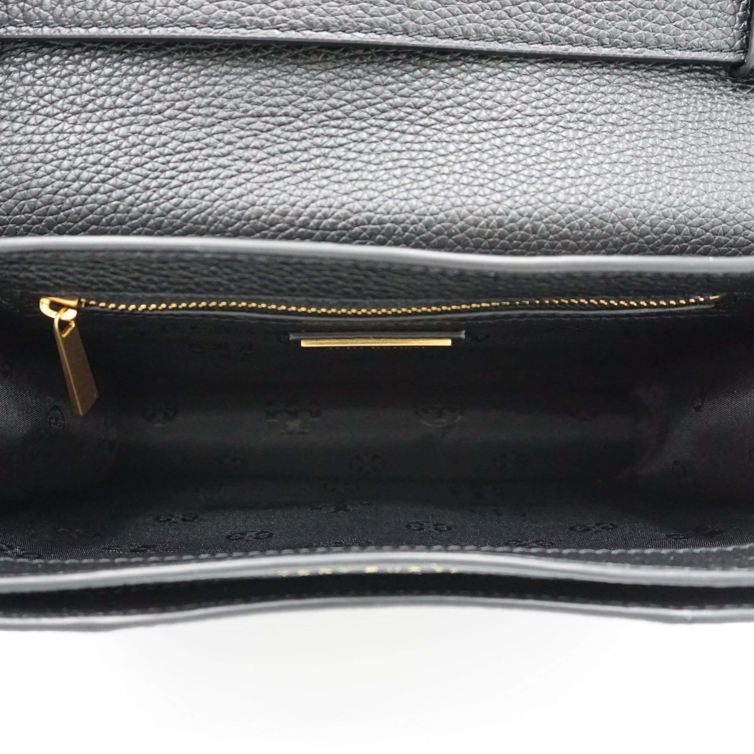 Tory Burch 86838 Black Leather With Gold Hardware Adjustable Strap Women's Britten Saddle Bag