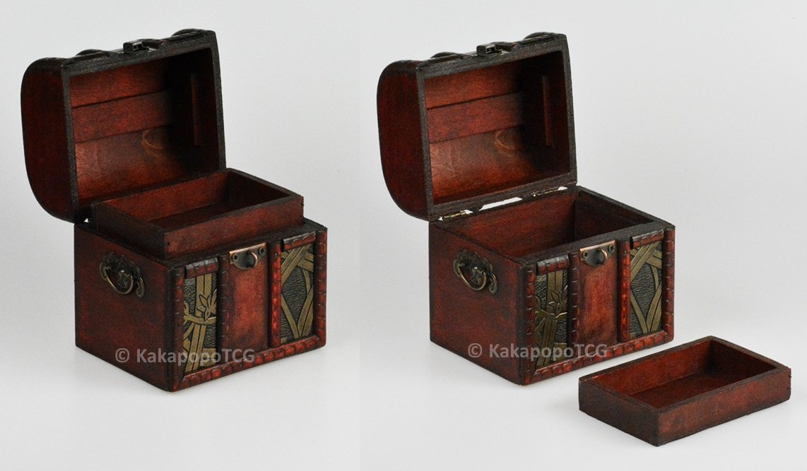 KakapopoTCG Elven Chest (Chainmail) Lockable Wood Deck and Counter Box Trading Cards MTG Magic FaB TCG YGO PTCG EDH Commander Box Dice Box DnD Spell Card Box