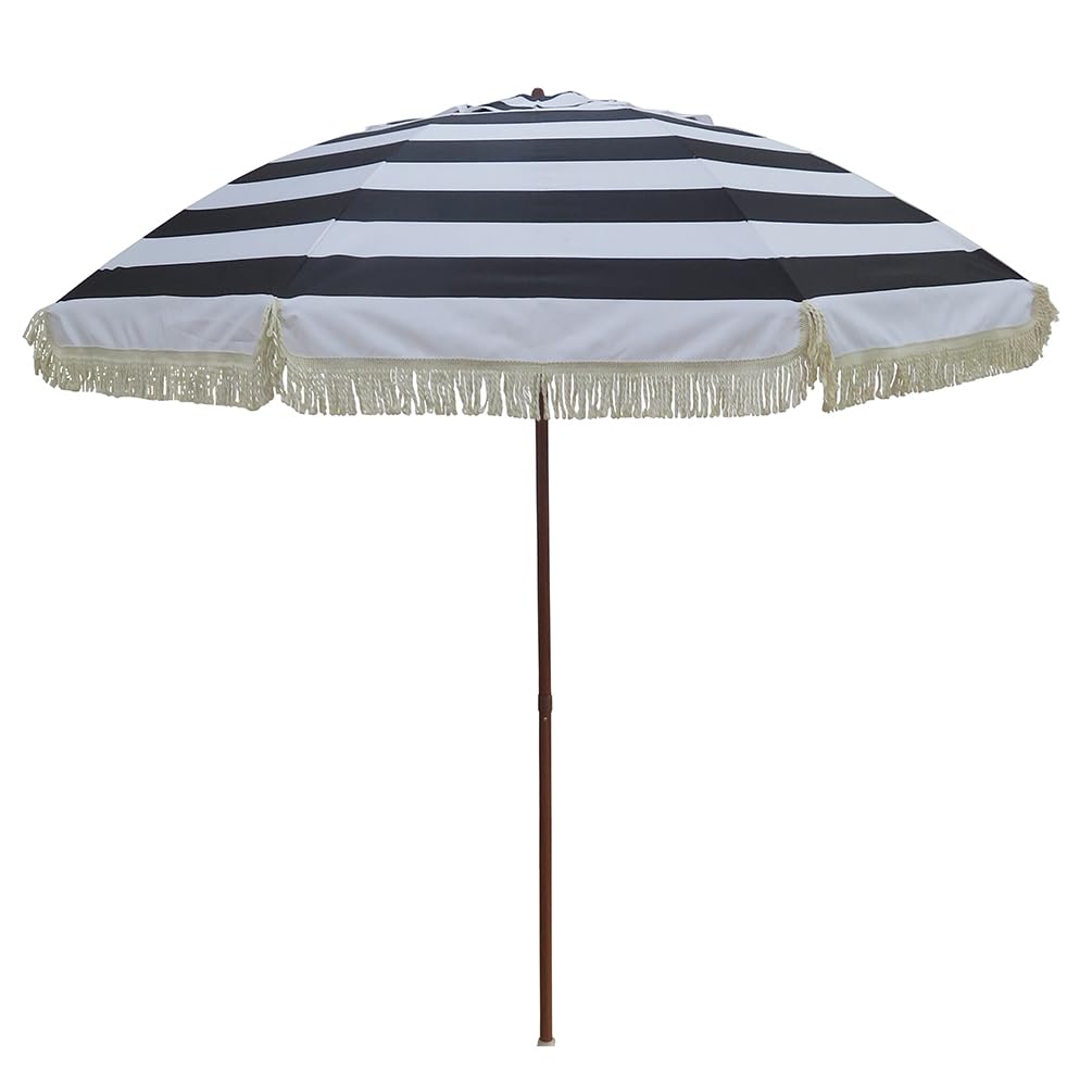 Bayside21 8 FT Tiki Umbrella Thatch Patio Umbrella Hawaiian Style Sunshade Aluminum Pole 16 Ribs UPF 50+ (8ft, Natural1)