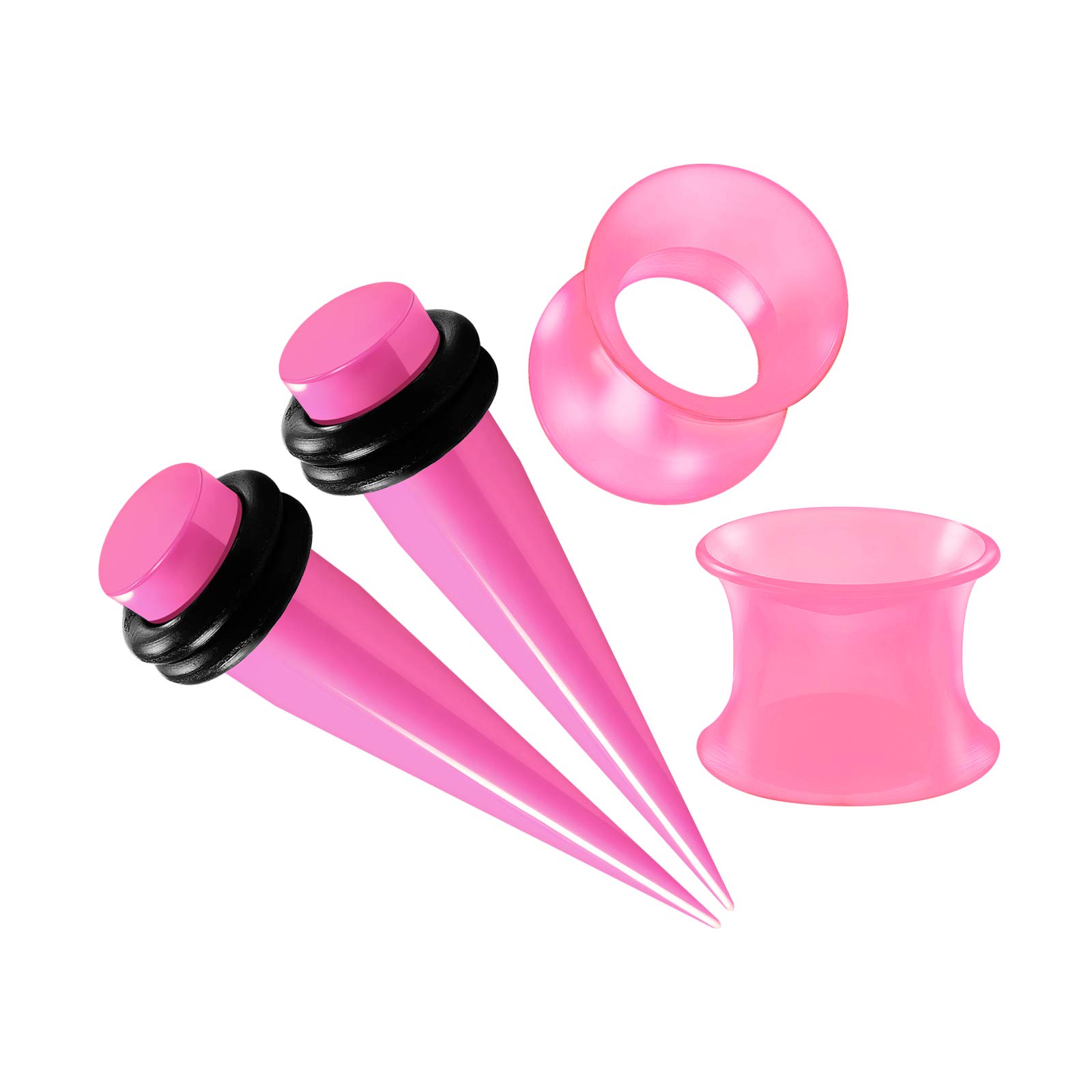 BIG GAUGES 2 Pair Red Acrylic 2g Gauge 6mm Taper Expander Silicone Double Flare Saddle flesh Tunnel Piercing Ear Stretching Plug BG12287