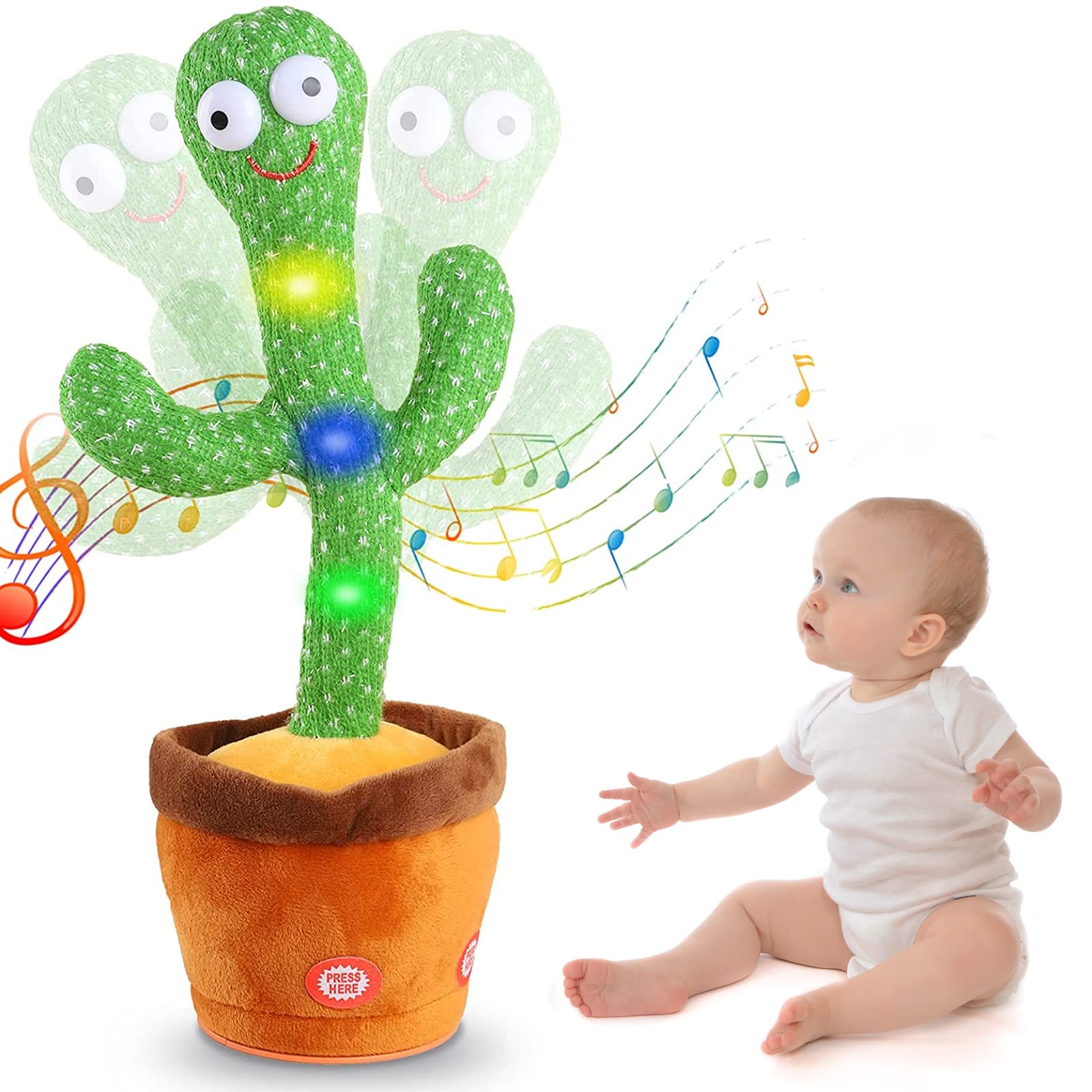 tapolexng Dancing Cactus Toy Baby Mimicking Talking and Singing Cactus Toys 120 Songs Music Repeating What You Say Plush Puppets Mimic Toy for Boy and Girl Kids Gift