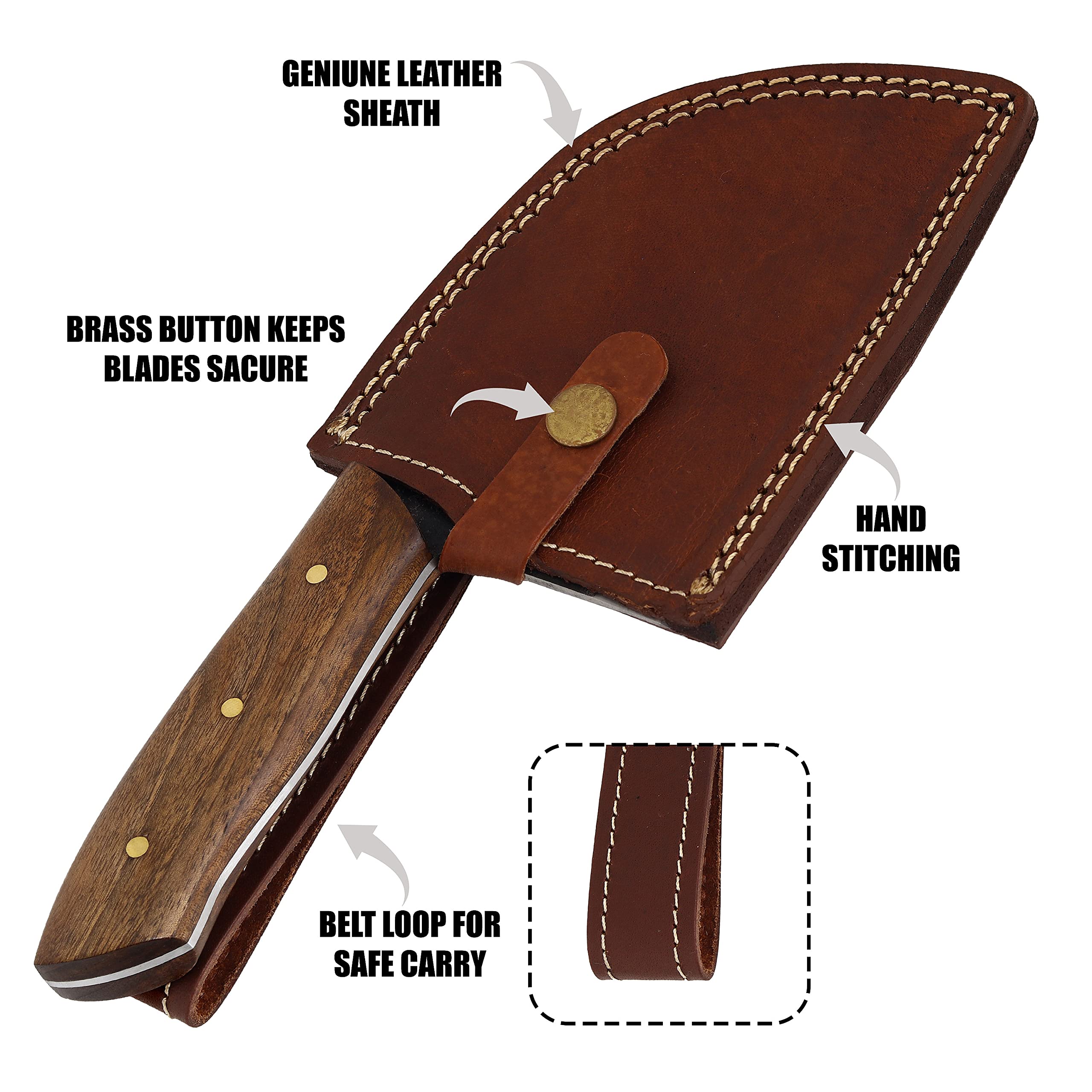 Custom 12C27 Steel Profesional Meat Cleaver Knife, Serbian Chef Knife Walnut Handle With Leather Sheath Full Tang Hercules Knives