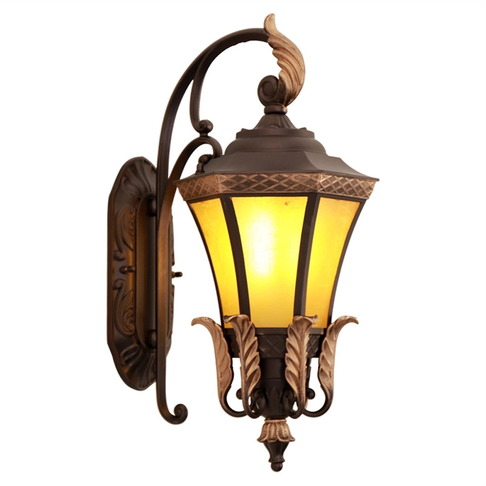 Zziyj Outdoor Aisle Home Garden Outdoor Garden Wall Light Terrace Door Wall Lamp Glass Wall Lantern Retro Black Body Metal Luminaire Wall Lantern Security Light IP23 Weatherproof Lamp Wall Light
