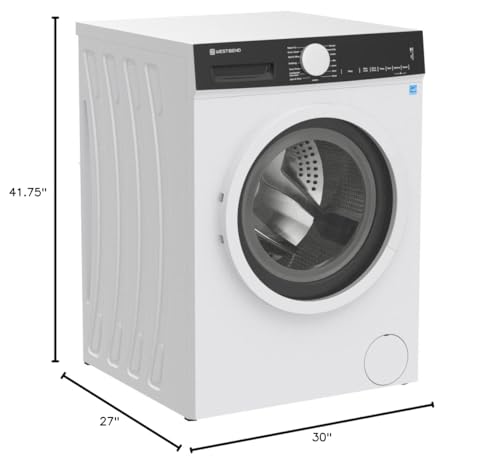 West Bend WB220FLWVW Front Load Washing Machine, Compact Washer, Stackable Option, 15 Automatic Cycles, Adjustable Water Temperatures, LED Display, and See-Through Door, 2.2 cu.ft, White