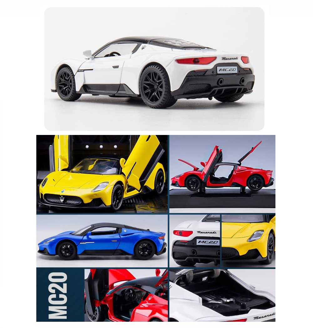Toy Cars Model MC20 Alloy Collectible Pull Back Vehicles Diecast with Light&Sound (White)