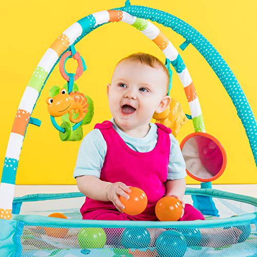 Bright Starts 4-in-1 Rounds of Fun Activity Gym & Ball Pit, Newborn+, Blue