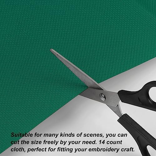 HARFINGTON 14 Count Cross Stitch Cloth 12 by 20 Inch Cross Stitch Fabric 5PCS Classic Reserve Embroidery Cloth for Craft Embroidery, Handmade Needlework, DIY Handicrafts, Grass Green