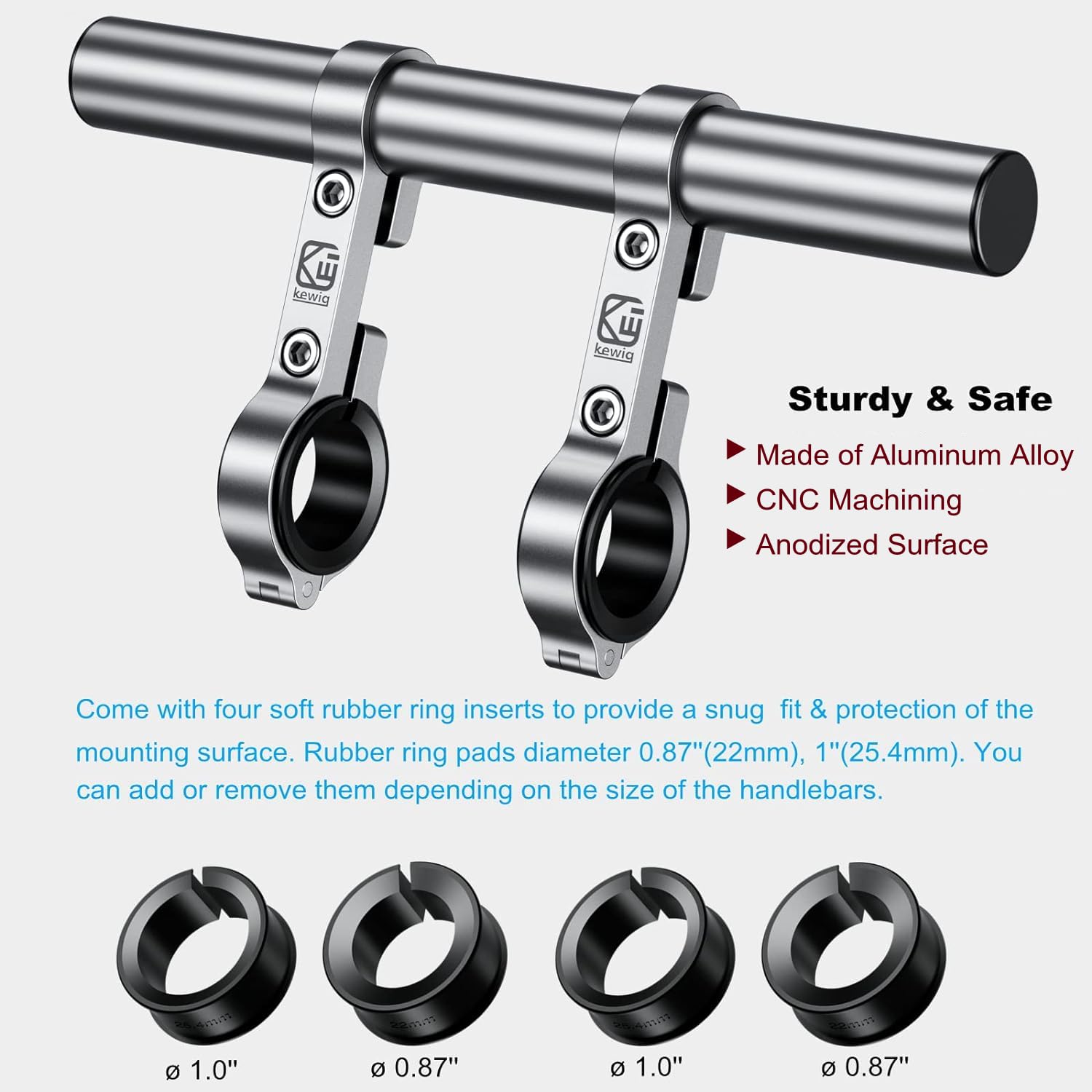 BRCOVAN Aluminum Alloy Handlebar Extensions for Bicycle & Motorcycle, Bike Handlebar Extender with Double Mounting Clamp Holder, Fit for Handlebars Diameter 0.87'' to 1.26''