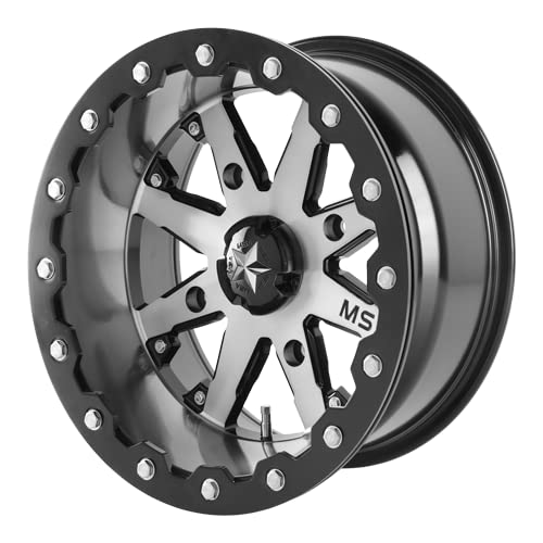 Powersports Bundle Full Set Of MSA M21 Lok Beadlock 15x7 4/156 00MM Wheels, Black