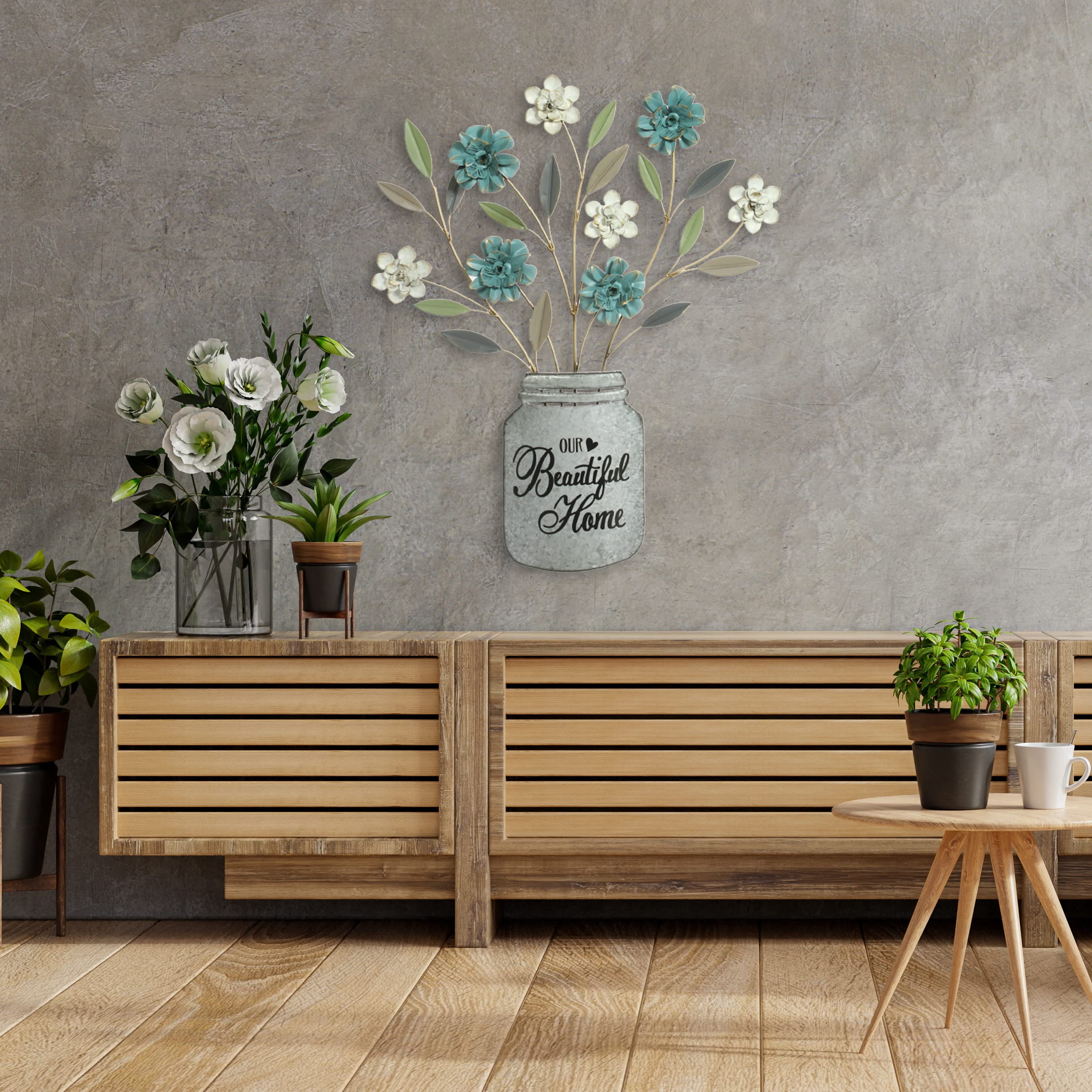 Hosley Metal Dimensional Wall Art Vase- 24" High. Ideal Gift for Weddings, Special Occasion, Home Decor, Party, Spa, Votive/LED Gardens, Home Office O9