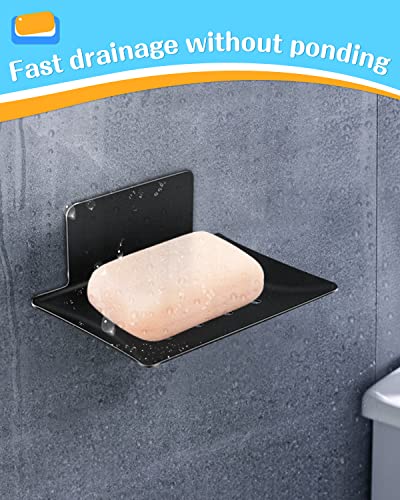 MOVNO 2 Pack Soap Dish Shower Waterfall-Matte Black SUS304 Stainless Steel Soap Tray, Soap Saver Drainer for Shower/Bathroom/Kitchen/Counter Top, Keep Soap Bars Dry & Clean