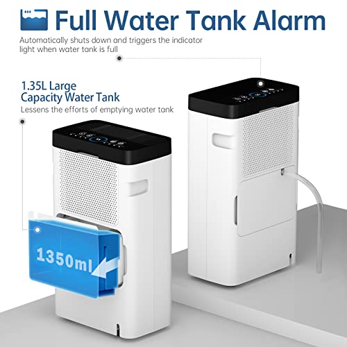 HUMSURE Dehumidifier 30 Pint 1,500 Sq. Ft, Basement Bathroom Bedroom Dehumidifier With Drain Hose, Medium To Large Home And Basement Dehumidifier, Smart Humidity Control Dehumidifier With 24 Hour Dry Timer, IONIZER, Auto Defrost (1,500 Sq. Ft)