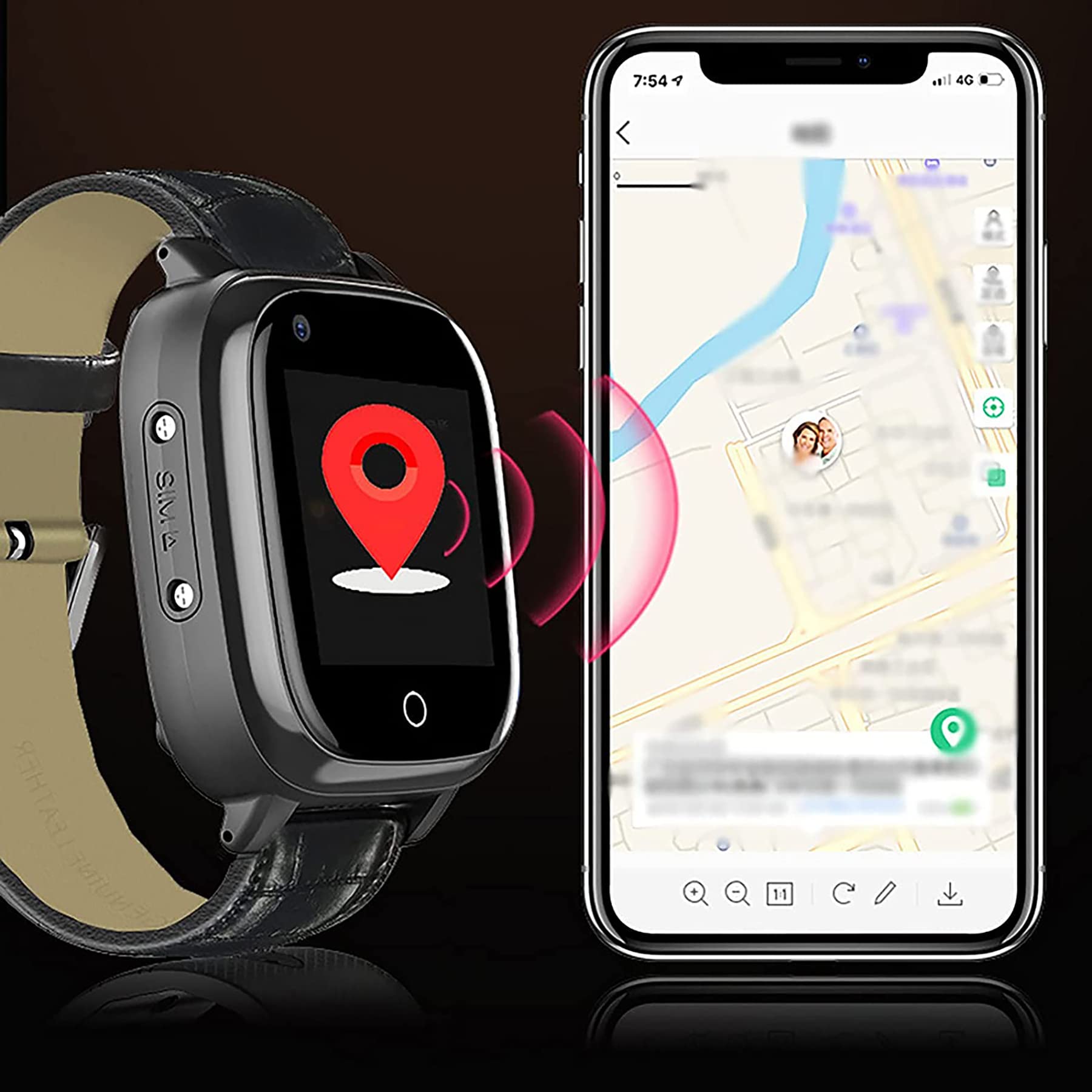 CRADZZA Smart watch with fall detection The elderly men and women for dementia with text messages and calls iOS and Android