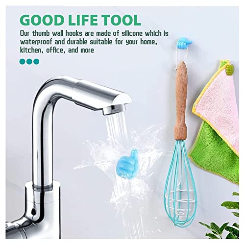 Dverrtuy Self-Adhesive Thumb Hooks, 16pcs Creative Silicone Thumb Wall Hooks Key Toothbrush Thumb Hook Holder for Data Cable Headphones Home Office Wall Storage Multifunctional Nail Free