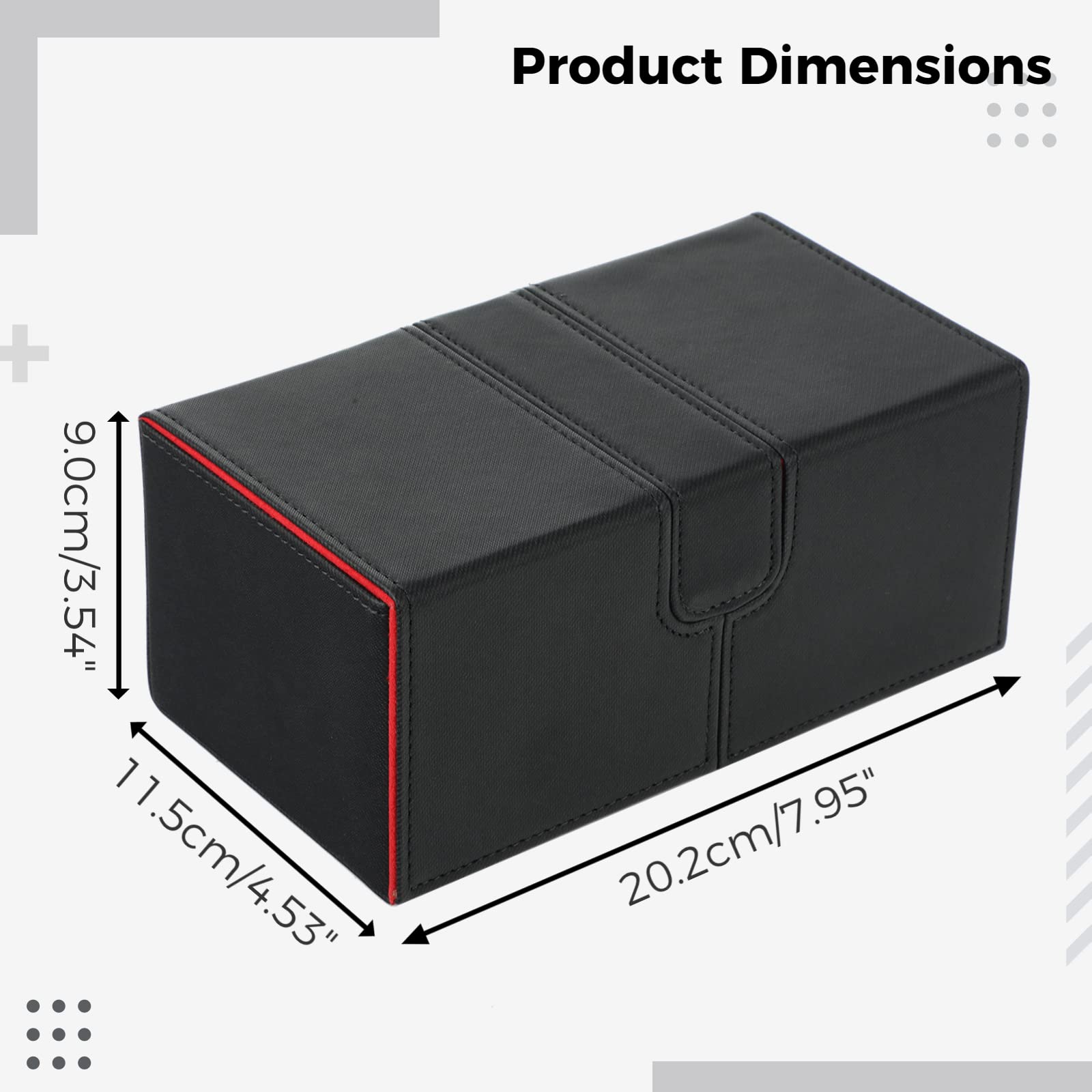 Card Deck Box, Large Flip Deck Case with 3 Trays for 220+ Sleeved Cards, PU Leather Double Deck Box for YuGiOh, TCG, MTG, Uno, Ultraman, Baseball Cards 7.95" x 4.53" x 3.54"