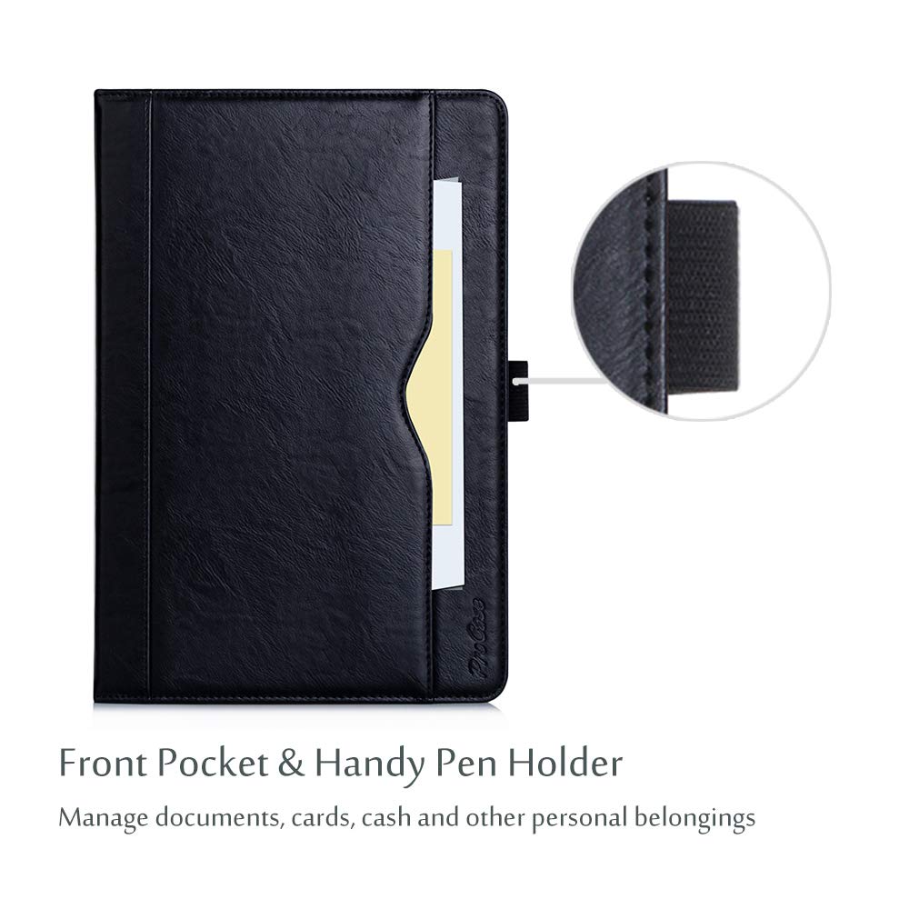 ProCase Leather Case for Galaxy Tab A 10.1-inch 2016 (SM-T580 T585 T587), Stand Folio Cover for Galaxy Tab A 10.1" Tablet (NO S Pen Version) with Multiple Viewing Angles Card Pocket -Black