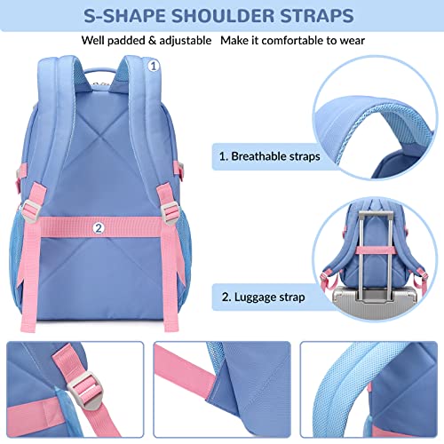 El-fmly Big School Backpack Bookbag for Teen Students, Multi Pockets Water Resistant Casual Daypack with 15.6 inch Laptop pocket for Travel(Grey)