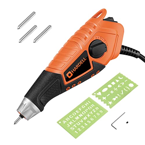 HARDELL 15W Engraver,5 Speed Etching Power Tool Equipped with Soft Rubber Handle and Tungsten Carbide Steel Bits,Mini Multi-Function for Tile,Metal,Stone,Wood,Leather,Glass,PVC Pipe,DIY Crafts