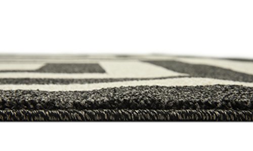 Unique Loom Athens Collection Classic Geometric Modern Border Design Area Rug, 9 ft x 12 ft, Black/Beige