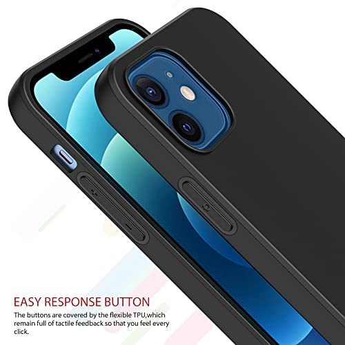 Puxicu Case for iPhone 12 & 12 Pro, Slim Design Matte Soft TPU Protective Cover - 6.1 Inch - Black