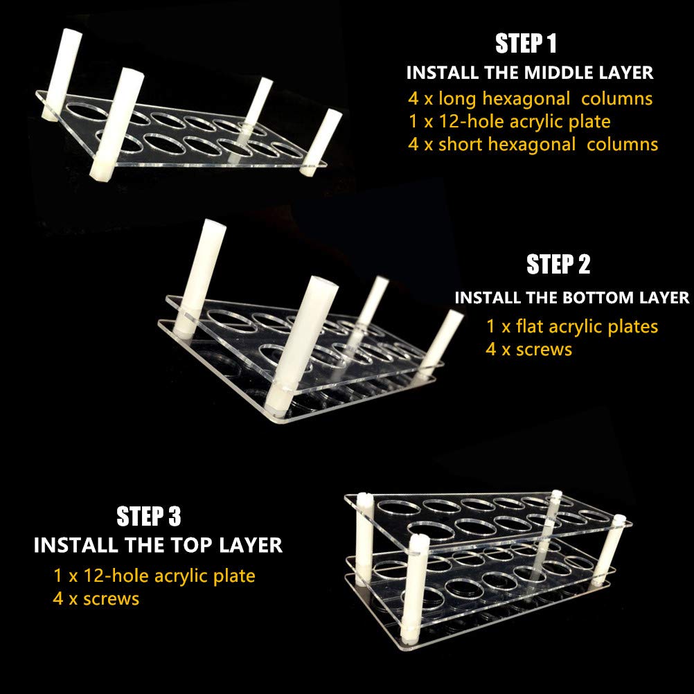 BOXIN 12Slots Roller Bottles Holder, Perfect Vertically Hold For Essential Oils Rollers, Great Oils Display Holder Roller Bottles Storage Shelf Organizer,Hole Diameter 2.3cm/0.9inch,Acrylic,DIY