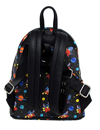 Loungefly x Disney Stitch in Space Allover-Print Mini Backpack (One Size, Black Multi)