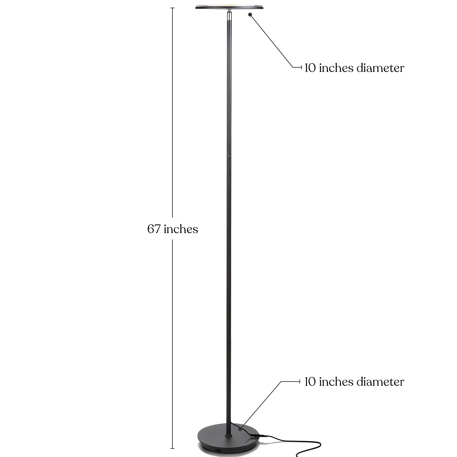 Brightech Sky Flux Dimmable LED Floor Lamp β Super Bright Floor Lamp for Living Room and Offices β Torchiere Standing Lamp with 3 Light Options, Tall Lamp for Bedroom Reading and More - Black