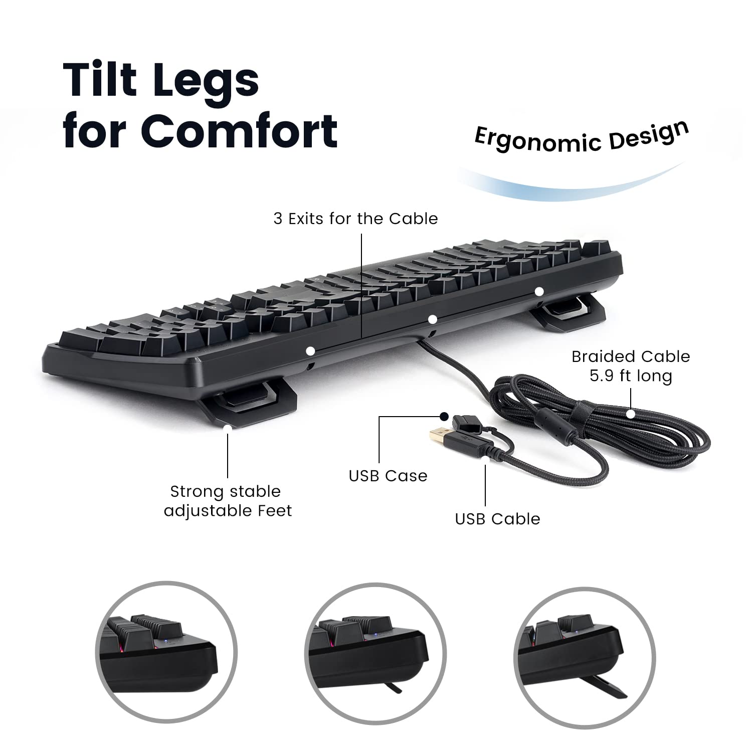 Perixx PX-5300 Mechanical Gaming Keyboard - Wired USB 5.9 Ft Cable - Customizable RGB Backlighting - Tactile Gateron Brown Switches - US English, Black (FBA-PX5300-GBLUS-11918)