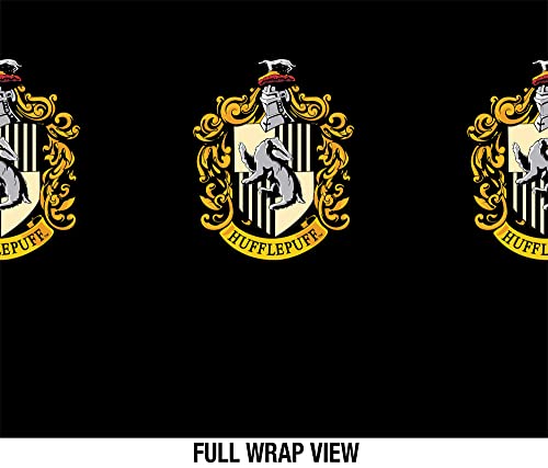 Harry Potter OFFICIAL Hufflepuff Crest 24 oz Insulated Canteen Water Bottle, Leak Resistant, Vacuum Insulated Stainless Steel with Loop Cap, Black