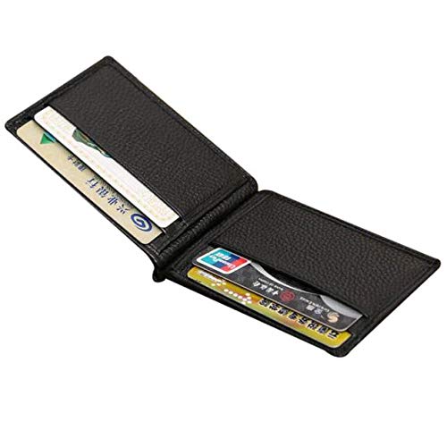 Card Wallets for Women Men's Card Slim Leather Holder Bifold Money Ultra Clip Credit Wallet Mini (Black, One Size)