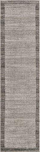 Unique Loom Del Mar Collection Area Rug - Abigail (2' 7" x 10' Runner, Light Gray/ Black)