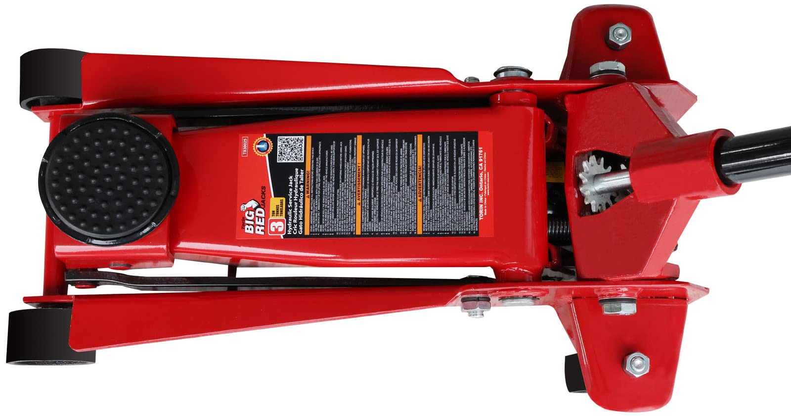 BIG RED T830025 Torin Hydraulic Floor Jack with Single Quick Lift Piston Pump, 3 Ton (6,000 lb) Capacity, Red