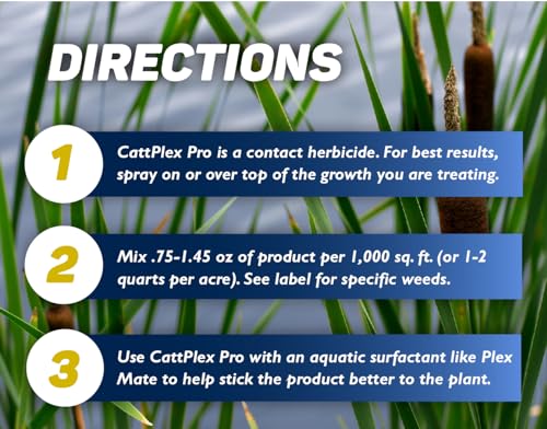 CattPlex Pro - Aquatic Herbicide - Kills Cattails, Water Lilies, Grasses & More - Quart (32 Ounces)
