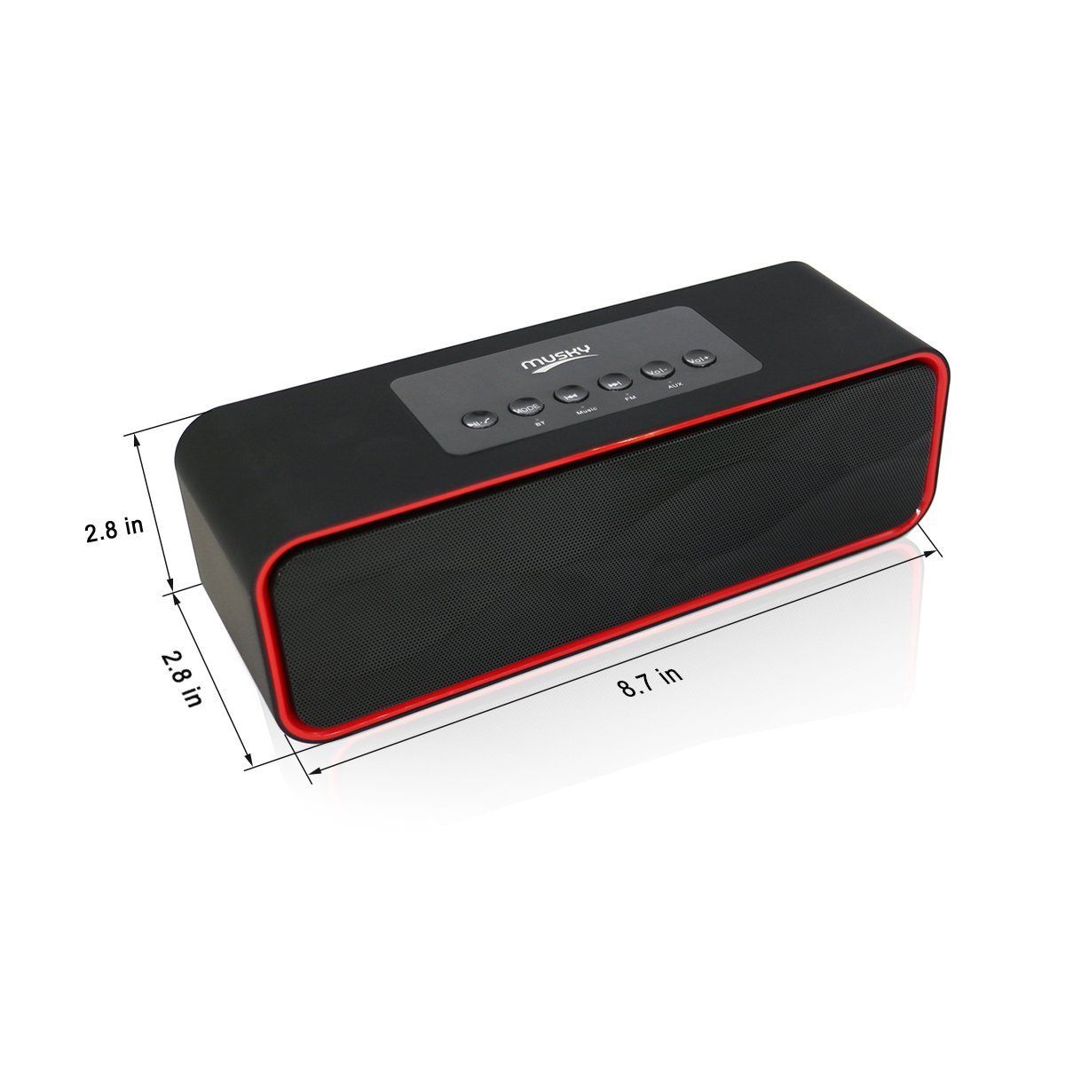 Portable Bluetooth Stereo Speaker, with 2x5W Acoustic Drivers, Dual Subwoofer, FM Radio, Handsfree Speakerphone, Slots for Micro SD Card, USB and AUX-in, for Smart Phone, MP3, MP4, iPad, Tablet