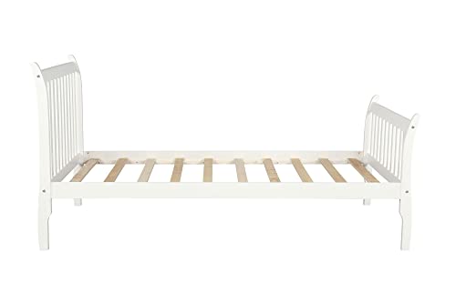 FIQHOME Twin Size Wood Platform Bed Frame,Kids Bed Single Bed with Headboard and Wood Slat Support Mattress Foundation, Twin (White)