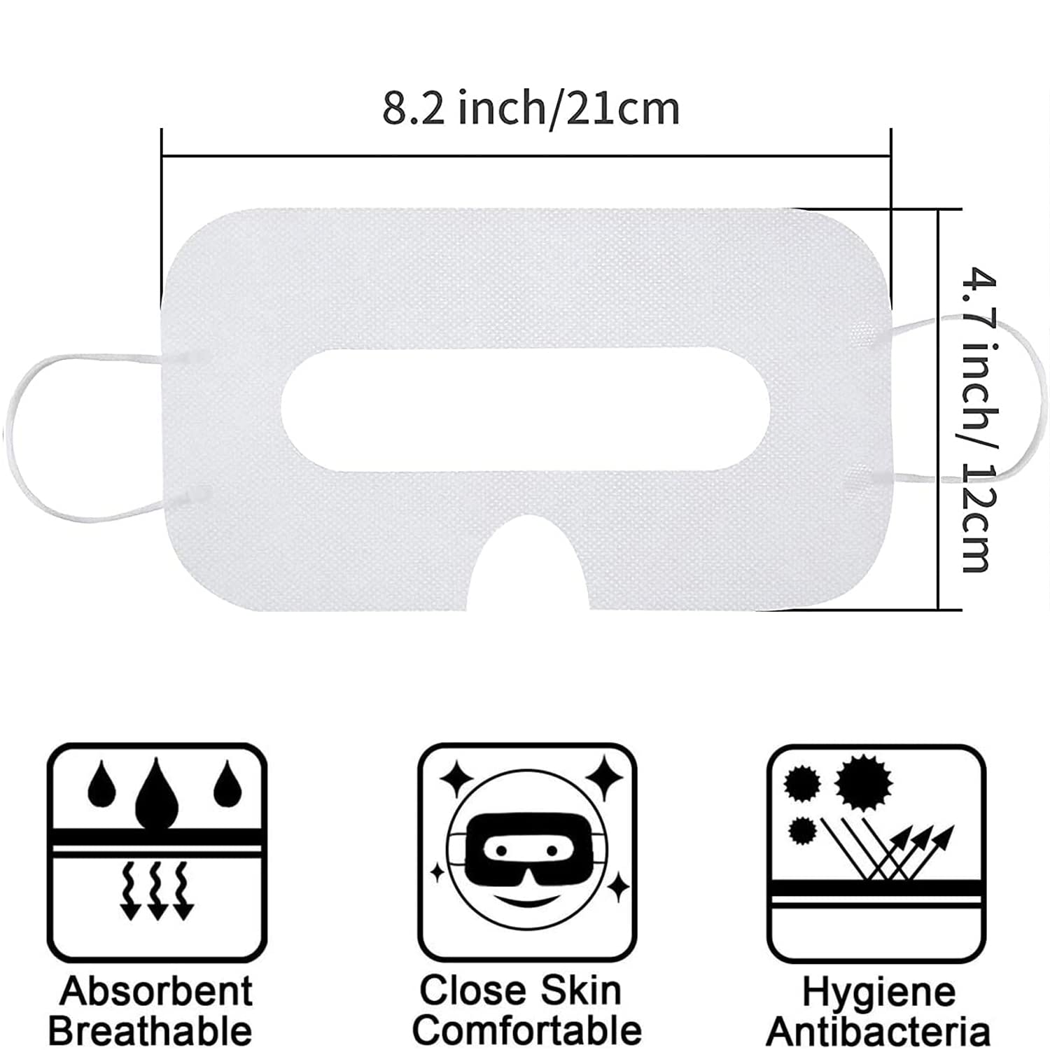 Busjoy 50PSC Disposable VR Mask Universal Sanitary Eye Mask for Oculus Quest 2/HTC Vive/Gear VR/Playstation VR/VR Box/Oculus Rift/HoloLens, Prevent Eye Infections-White