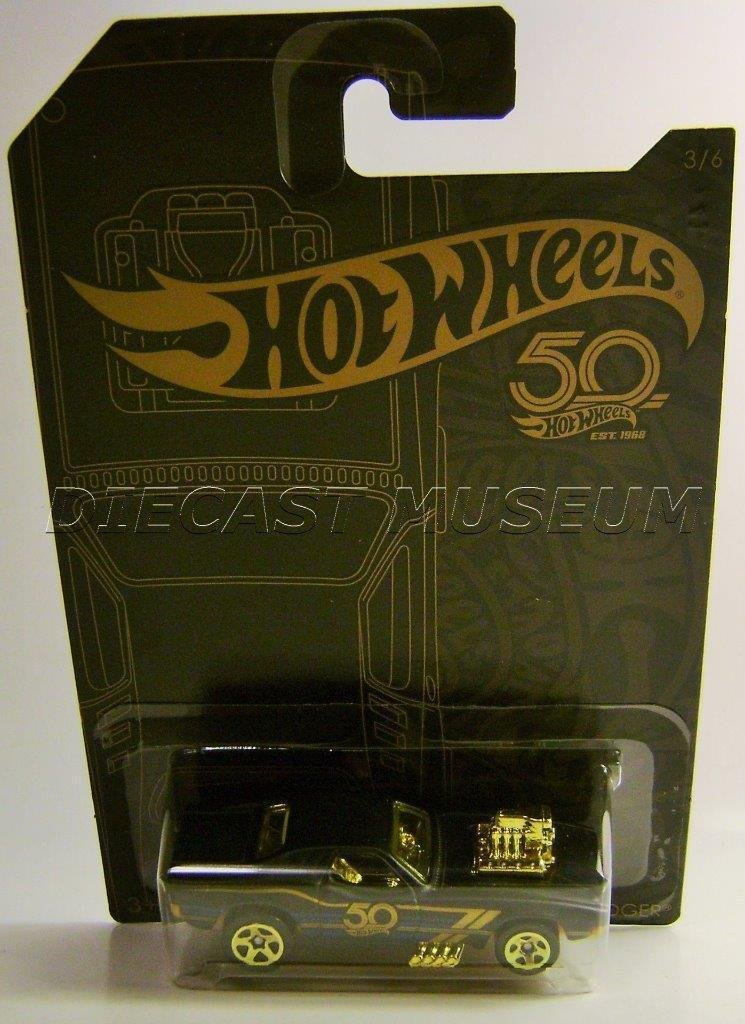 Hot Wheels 2018 50th Anniversary Black & Gold Series 1/64 Scale Diecast Model (Rodger Dodger)