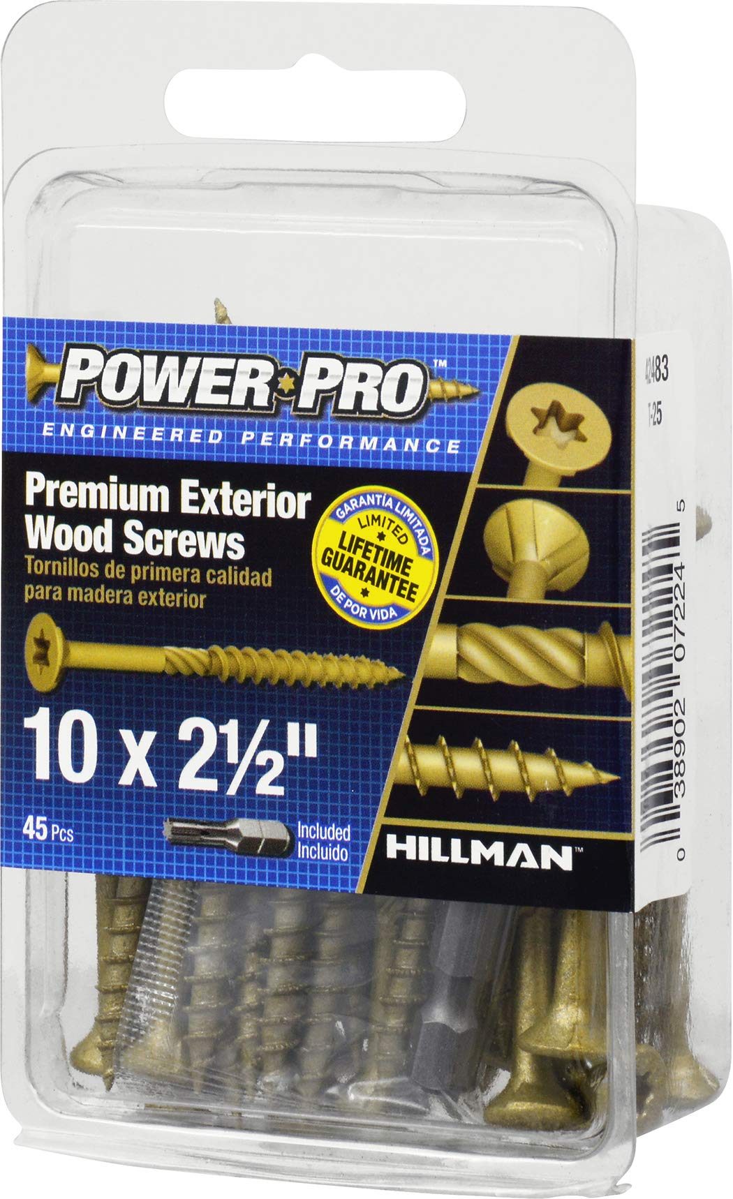 Power Pro 42483 Wood Screws, 10 x 2.5, Bronze, 45 Piece