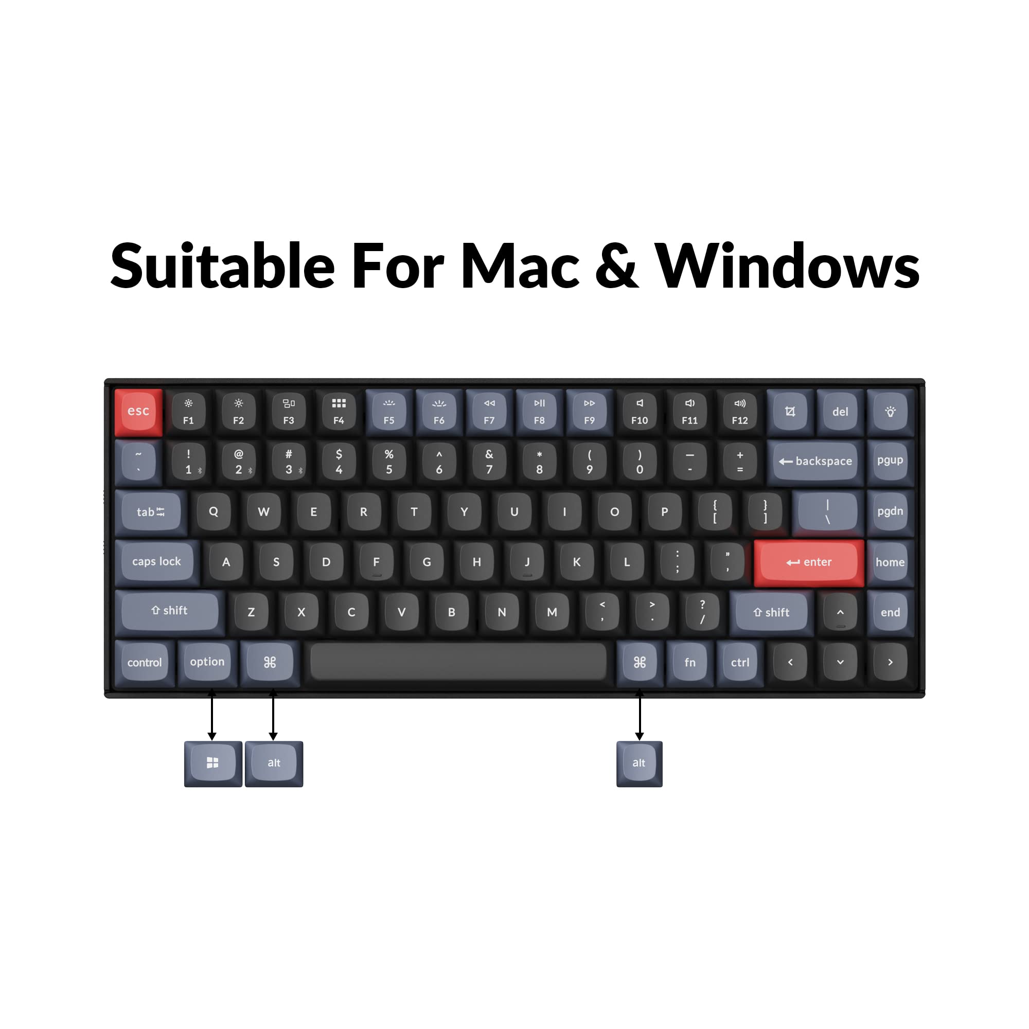 Keychron K2 Pro QMK/VIA Wireless Mechanical Keyboard, Custom Programmable Macro Wired Keyboard with Hot-Swappable K Pro Blue Switch White LED Backlight PBT Keycaps for Mac Windows Linux