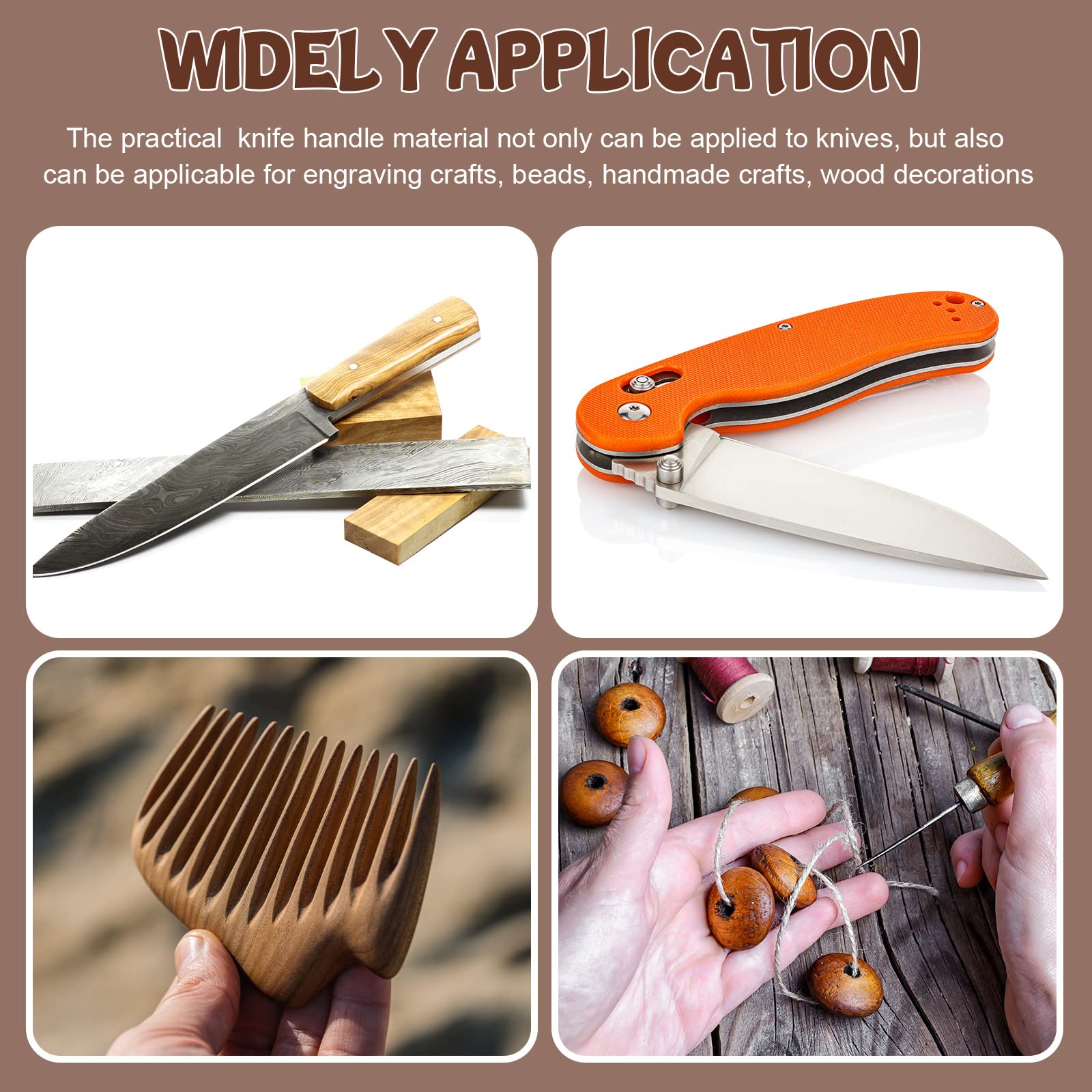 Sasylvia 4 Pcs Black Ebony Lumber Wood Timber Handle Plate Natural Wood Knife Handle Scales Knife Scales Lumber Blank for DIY Music Instruments Tools Crafts, 4.7'' x 1.6'' x 0.4''