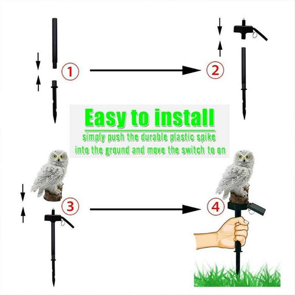 RTUGOVT Garden Solar Light Outdoor Decorative, Owl LED Waterproof Garden Stake Light Lawn Lamp, for Garden Yard Landscape Lighting(Brown/White)